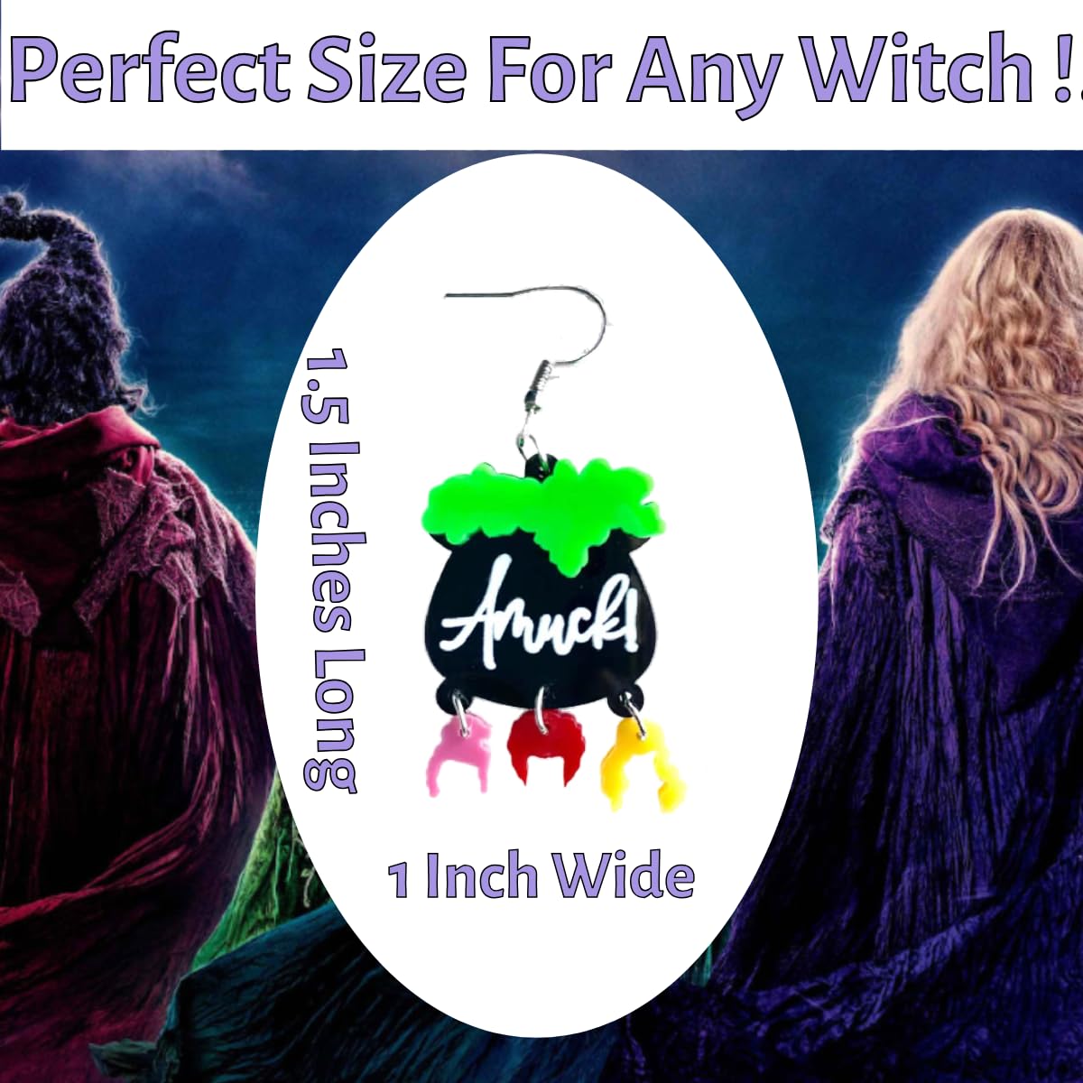 Hocus Pocus Witches Caudren Earrings for Adults/Women