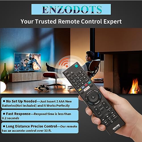 ENZODOTS® Newest Universal Remote Control RMT-TX100U for All Sony LCD LED 2K 4K UHD and Bravia Smart TVs with Netflix & Home Buttons