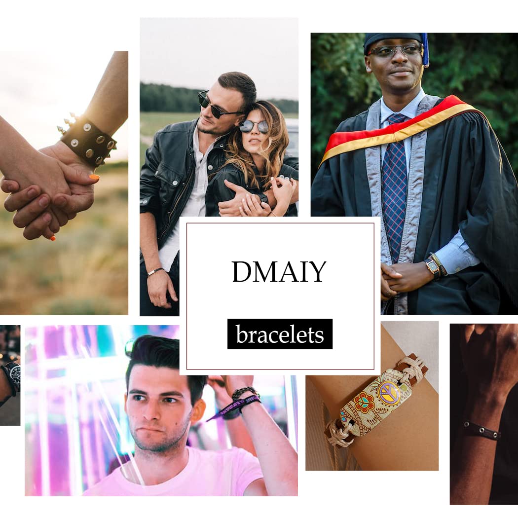 Dmaiy Punk Leather Bracelets Star Studded Bracelet Gothic Rock Bracelets Black Adjustable Cuff Wristband for Women and Men (Black star)