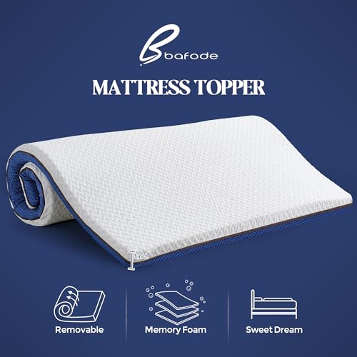 Bafode Gel Memory Foam Mattress Topper Twin - 3 Inch Medium Firm Double Side Mattress Pad Twin Size - Medium Firm High Density Foam Mattress Bed Topper