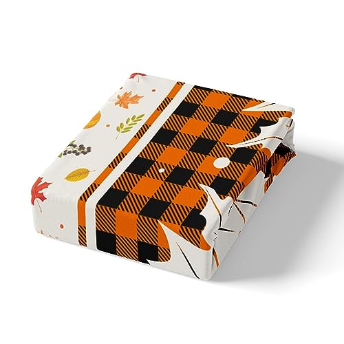 Feelyou Thanksgiving Decor Bed Sheet Set Twin Size with 1 Pillow Case Thanksgiving Day Bed Sheets Fall Pumpkin Decor Bedding Set Maple Leaf Flat Sheet for Kids Adults