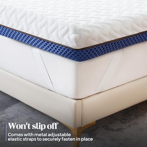 Bafode Gel Memory Foam Mattress Topper Twin - 3 Inch Medium Firm Double Side Mattress Pad Twin Size - Medium Firm High Density Foam Mattress Bed Topper
