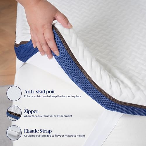 Bafode Gel Memory Foam Mattress Topper Twin - 3 Inch Medium Firm Double Side Mattress Pad Twin Size - Medium Firm High Density Foam Mattress Bed Topper