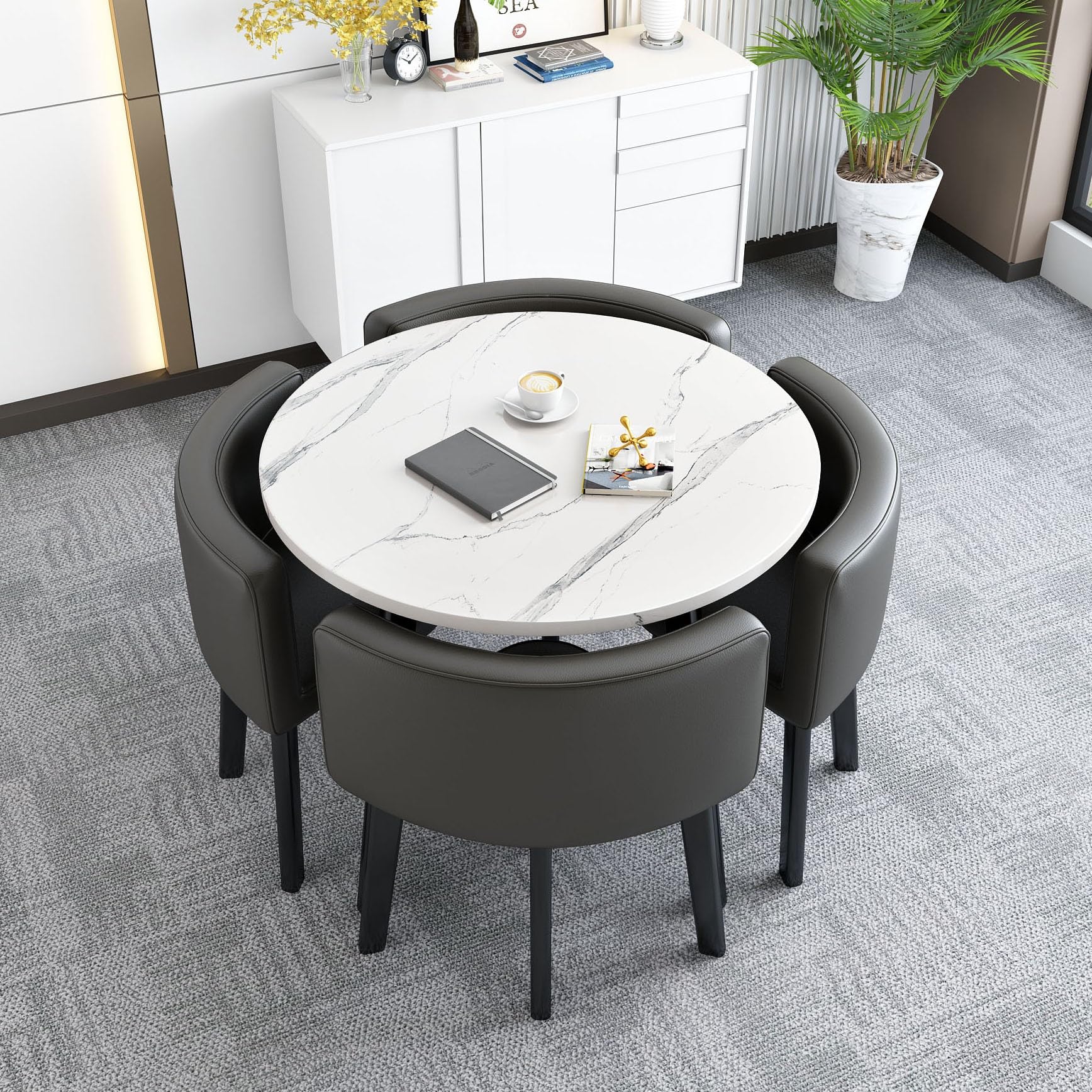 Office Reception Room Club Table, Round Negotiation Reception Tables And Chairs Combination, Home Living Room Kitchen Leisure Table, Rest Area Small Apartment Balcony Leisure Table And Chair ( Color :