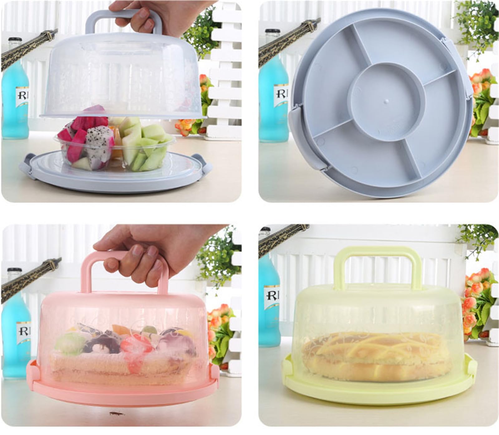 UracoN Round Carrier Plastic Cake Keeper, With Lid And Handle Cake Transport Container Plastic Cake Keeper With Lid Cake Decorating Kit (blue)