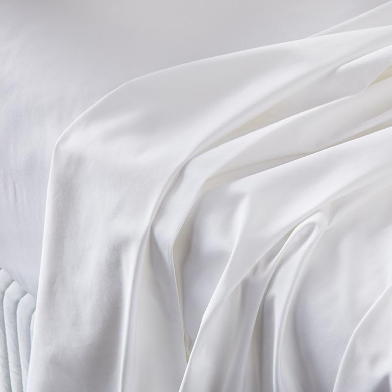 Twin Size Sheet Set -Luxury 4 Piece Bed Sheets for Twin Size Bed, Secure-Fit Deep Pocket Sheets with Elastic, Breathable Hotel Bed Sheets & Pillowcase Set, Wrinkle Free Oeko-Tex Sheets (White)