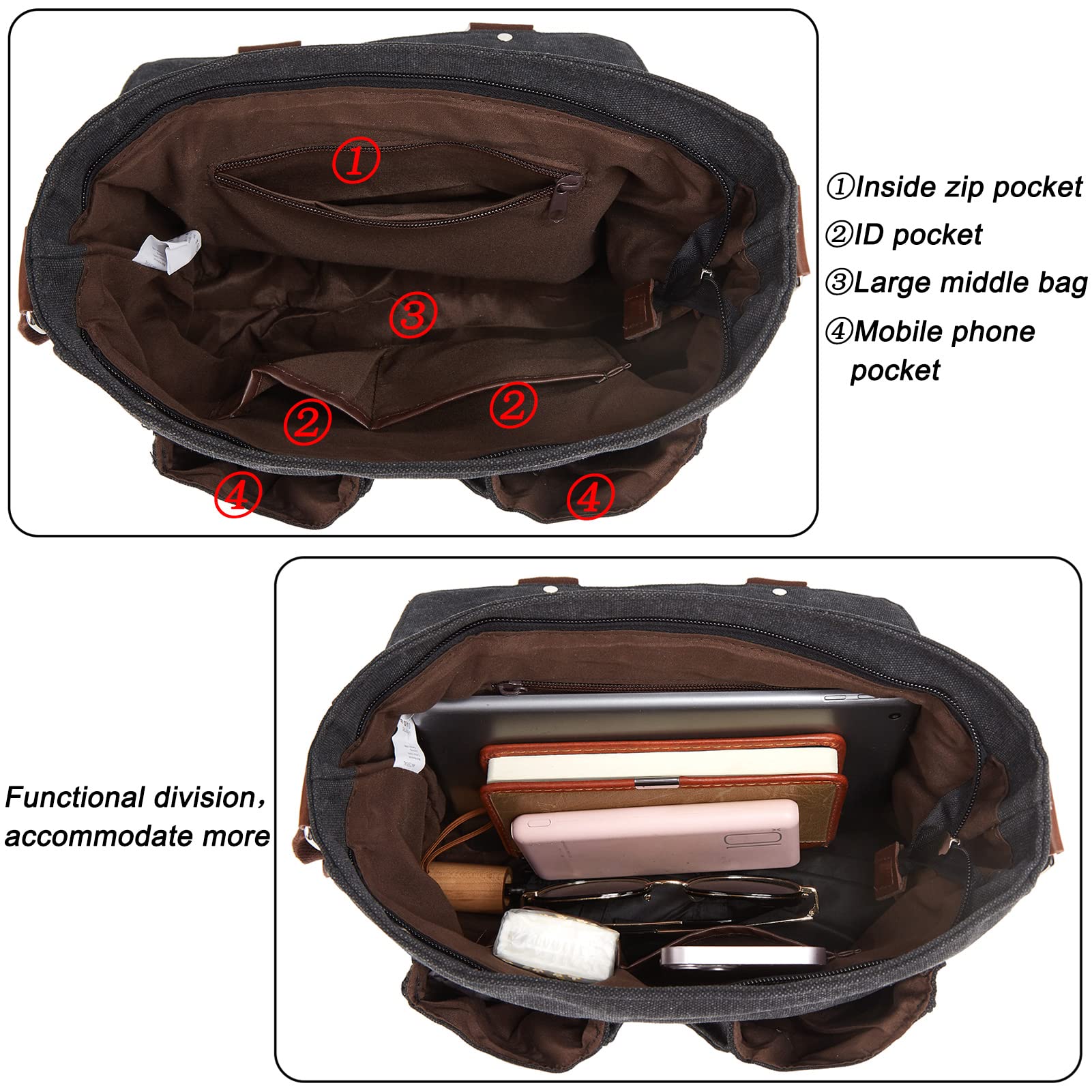 Rexmore Messenger Bag for Men, Canvas Satchel Shoulder Bag Vintage Crossbody 13.3Inch Laptop Bag