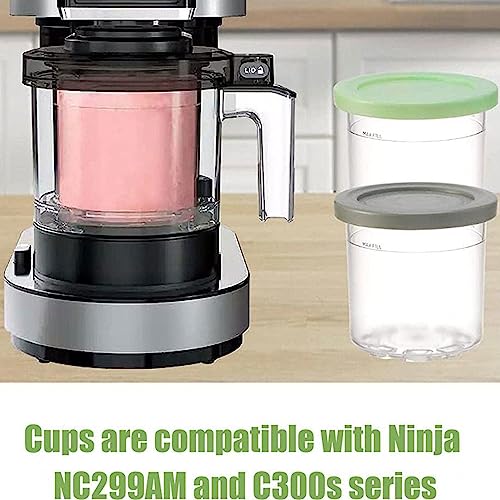 VRINO Creami Pints and Lids, for Ninja Pints,16 OZ Pint Ice Cream Containers with Lids Airtight and Leaf-Proof Compatible with NC299AMZ,NC300s Series Ice Cream Makers