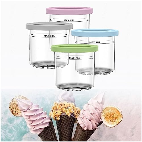 VRINO Creami Pints and Lids, for Ninja Pints,16 OZ Pint Ice Cream Containers with Lids Airtight and Leaf-Proof Compatible with NC299AMZ,NC300s Series Ice Cream Makers