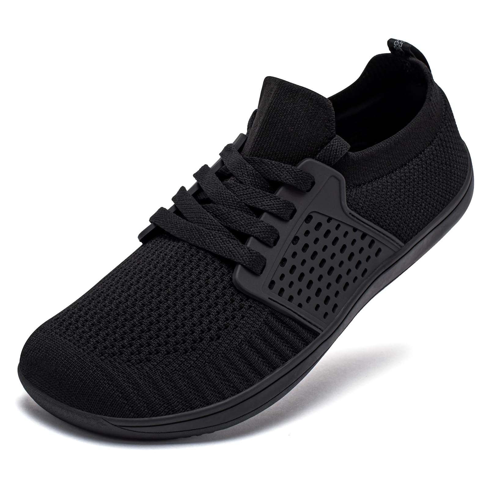 HOBIBEAR Wide Minimalist Barefoot Shoes Mens Womens Walking Sneakers Shoes | Zero Drop Sole | Optimal Relaxation (All Black,Women 10.5 Wide/Men 8.5 Wide)