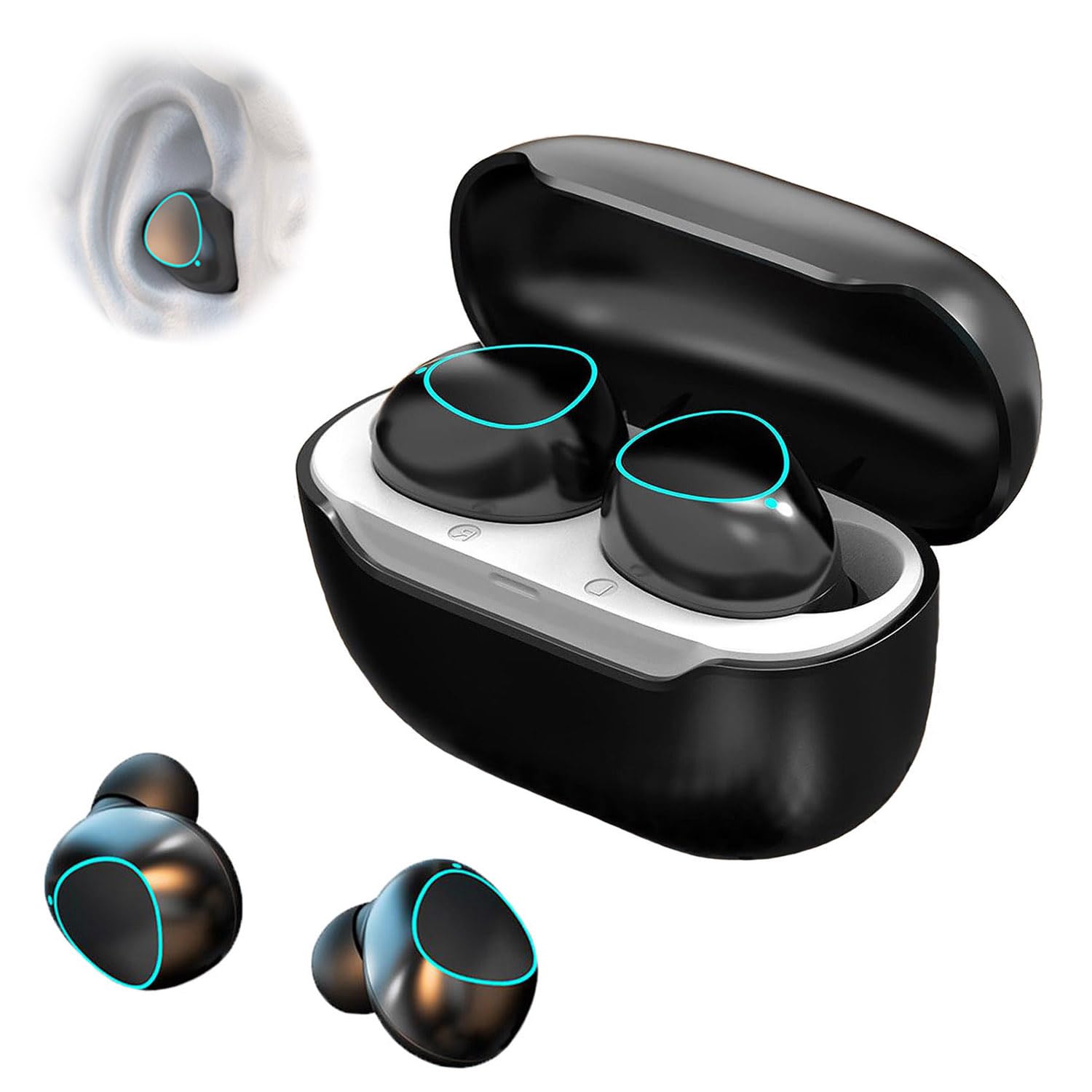 Hybrid Active Noise Cancelling Wireless Earbuds, in Ear Headphones IPX7Waterproof Bluetooth 5.3 Stereo Earphones, Immersive Sound Premium Deep Bass Headset Plus