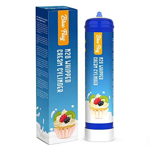 BLUE FLAG 580G N2O Whipped Cream Cylinder Charger High Capacity Pure N2O Nitrous Tank Compatible with Cream Whippers, 2 Pack