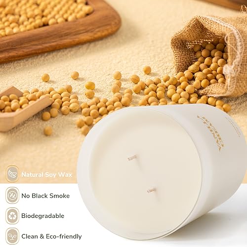 Goodpick Vanilla Scented Candles 22 oz, Luxury Aromatherapy Candles for Home, 2-Wick Soy Candle, Large Jar Candles Gifts for Women, Bath Gift, Christmas, Birthday, 120 Hours Burn Time