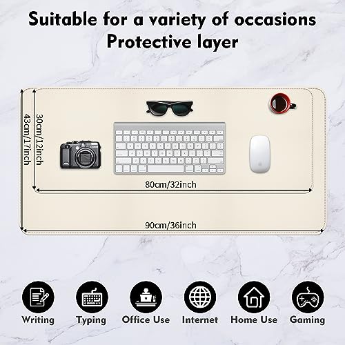 Giecy Desk Mat, Dual-Sided Desk Pad, Large Mouse Pad for Desk, Natural Cork & PU Leather Non-Slip Waterproof Desk Mats for Office and Home (31.5" x 15.7", Beige)