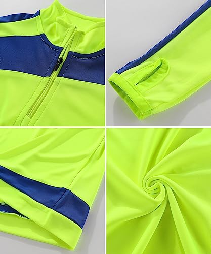 M2C Boys 2 Piece Tracksuit Quater Zip Pullover Sweatshirt and Jogger Pants Set Neon Green 7-8