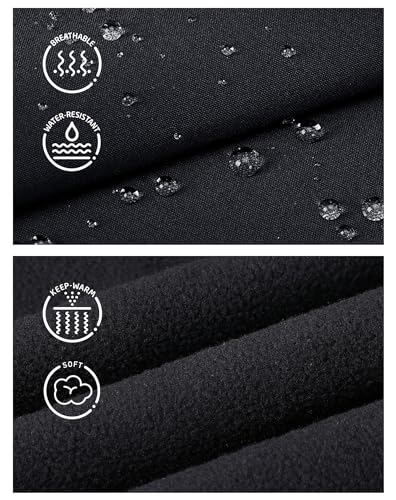 Haimont Women’s Water Resistant Fleece Lined Jackets with Hooded Softshell Windproof Outdoor Skiing Zip Pocket Winter Coat Black XL