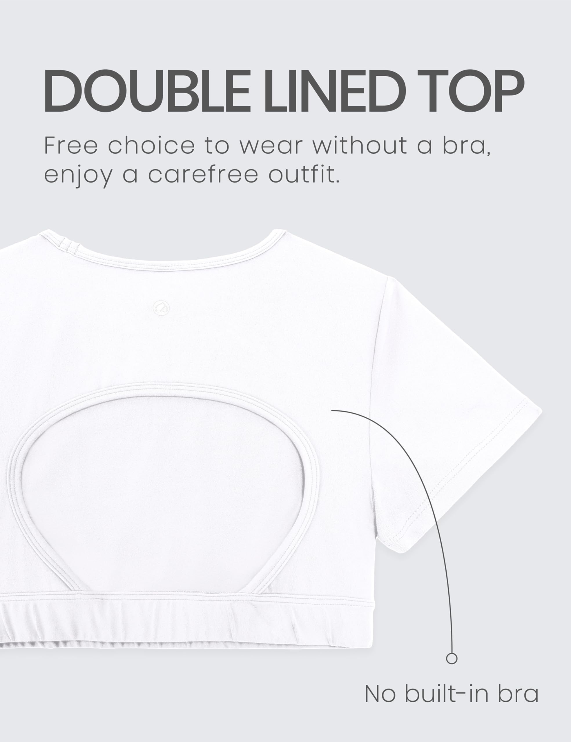 CRZ YOGA Womens Butterluxe Double Lined Open Back Crop Tops Backless Short Sleeve Workout Shirts Casual Tight T-Shirts White Medium