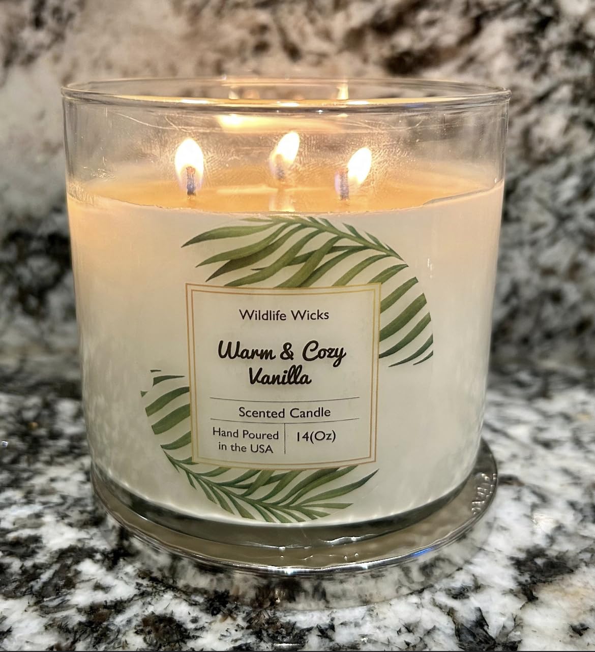 3 Wick Large Candle, Warm & Cozy Vanillla | Scented Candles for Home, 14 oz | Christmas, Holiday Gift | Natural Soy Candles