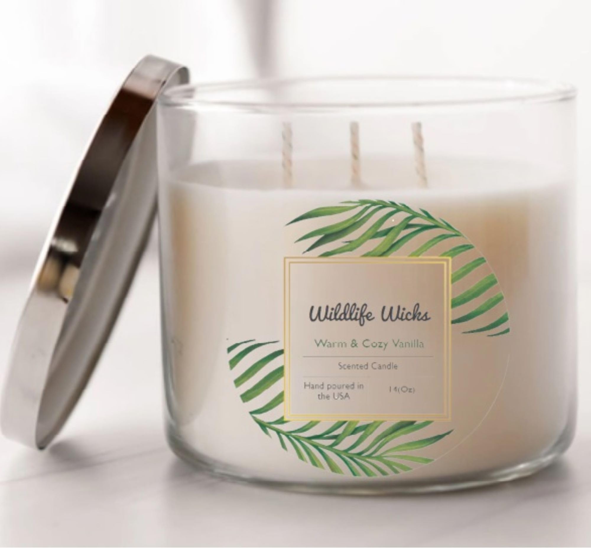 3 Wick Large Candle, Warm & Cozy Vanillla | Scented Candles for Home, 14 oz | Christmas, Holiday Gift | Natural Soy Candles