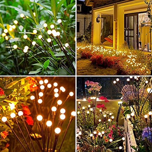 Anerbili Solar Firefly Lights,New Upgraded 8 LED Solar Garden Lights Swaying Light, Sway by Wind,Solar Outdoor Lights Waterproof Yard Patio Pathway Decoration,Warm White (2 Pack)