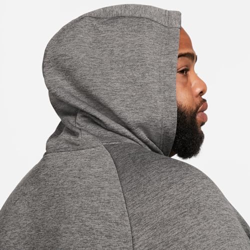 Nike Therma-FIT Men's Pullover Fitness Hoodie, (Small, Charcoal Heather/Dark Smoke)