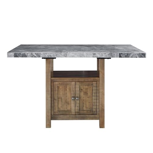 BOWERY HILL Transitional Gray Marble Counter 8-Piece Dining Set