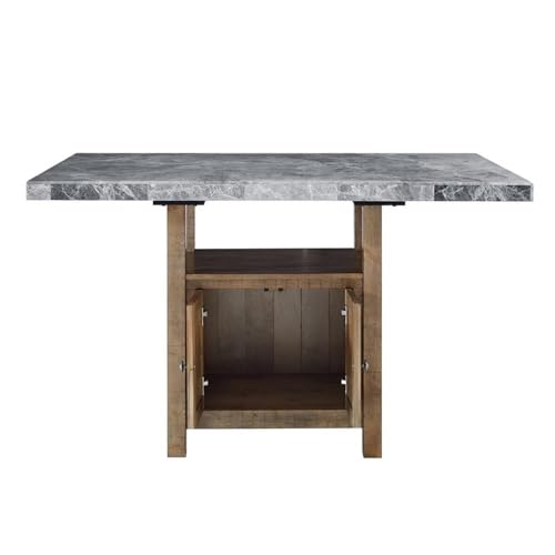 BOWERY HILL Transitional Gray Marble Counter 8-Piece Dining Set