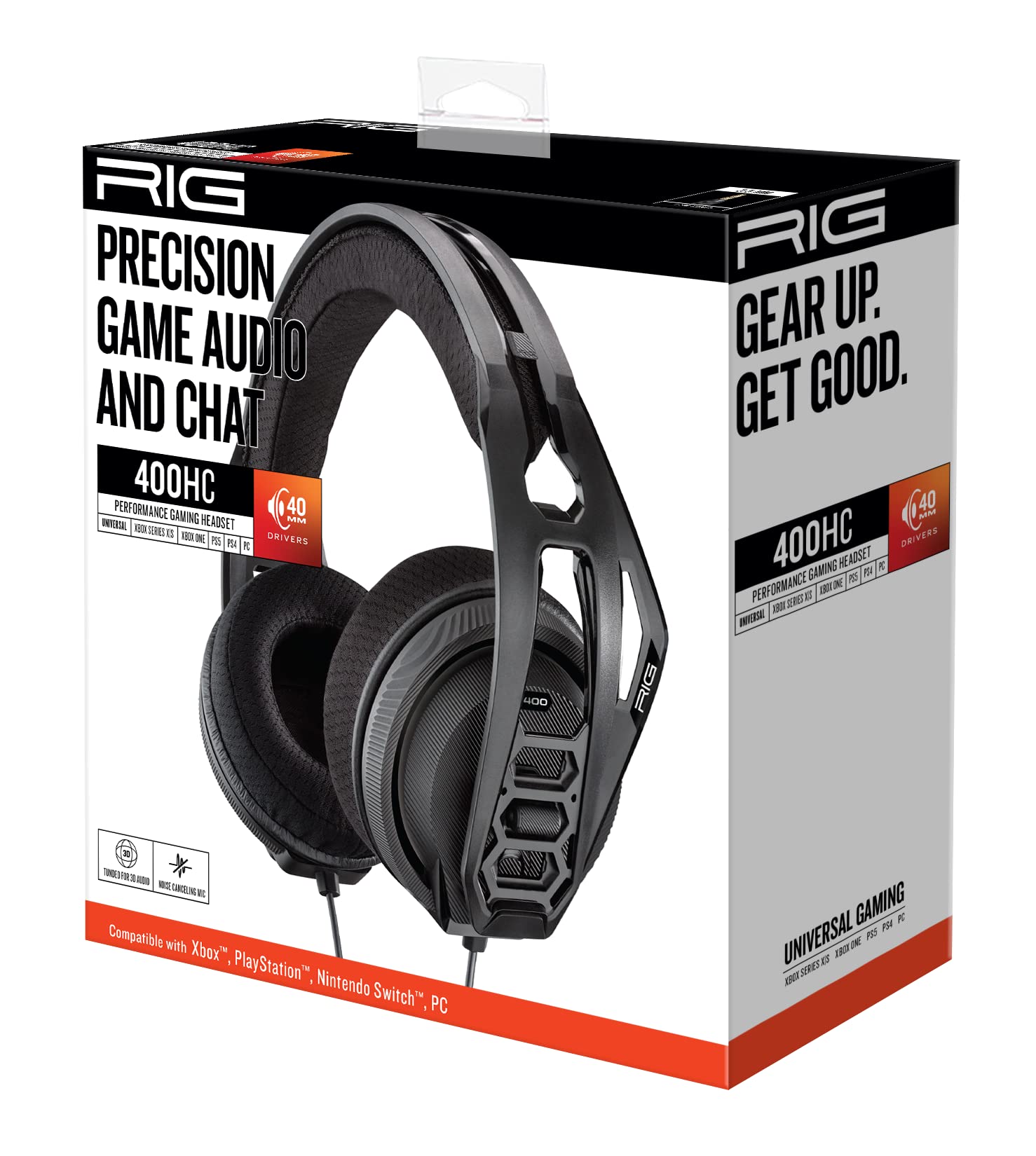 RIG 400HC Universal Performance Gaming Headset with Removable Noise Canceling Microphone for Xbox Series X|S, Xbox One, PlayStation, PS4, PS5, Nintendo Switch, and PC (Classic Black)