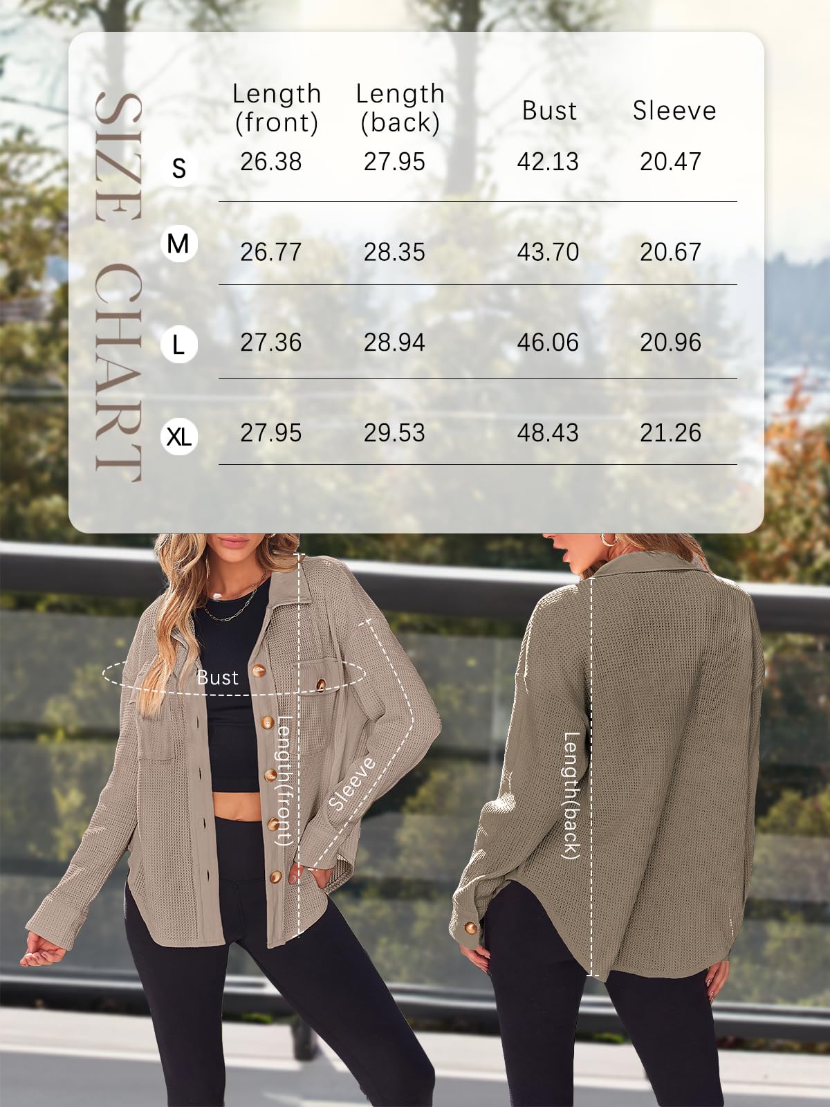 AUTOMET Womens Winter Clothes Fall Fashion Outfits 2025 Waffle Knit Clothing Oversized Button Down Shirts Apricot XL