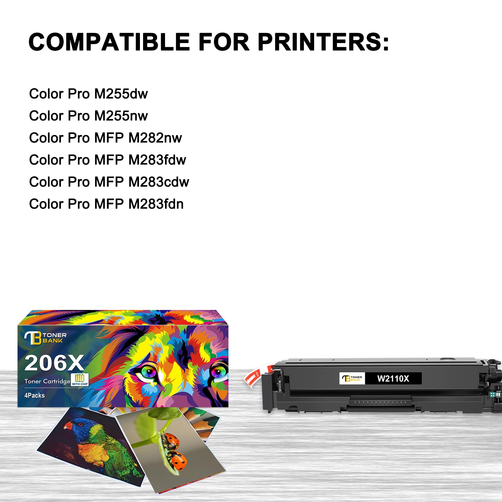 Toner Bank Compatible Toner Cartridge Replacement for HP 206X (Black, Yellow, Cyan, Magenta)