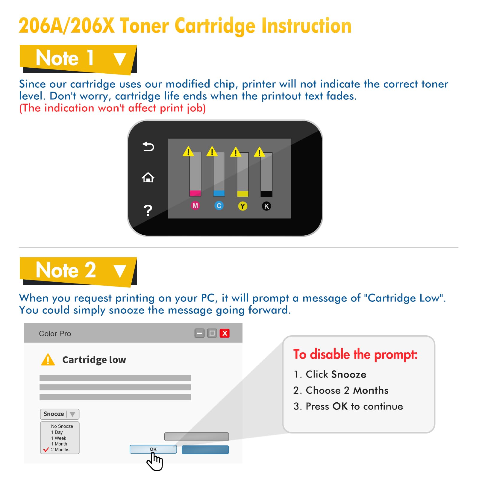 Toner Bank Compatible Toner Cartridge Replacement for HP 206X (Black, Yellow, Cyan, Magenta)