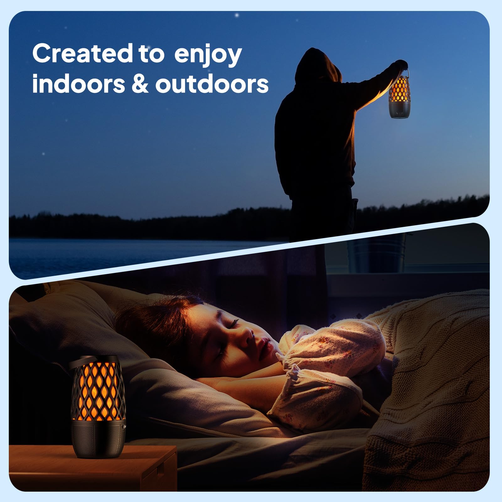 Outdoor Speakers, Gift for Men, Multi-Sync Bluetooth Wireless Speaker with Flame Lights, Built-in DSP HD Stereo Sound, Cool Tech Gadgets for Him, IPX5 Waterproof for Hot Tub|Outside|Patio|Porch