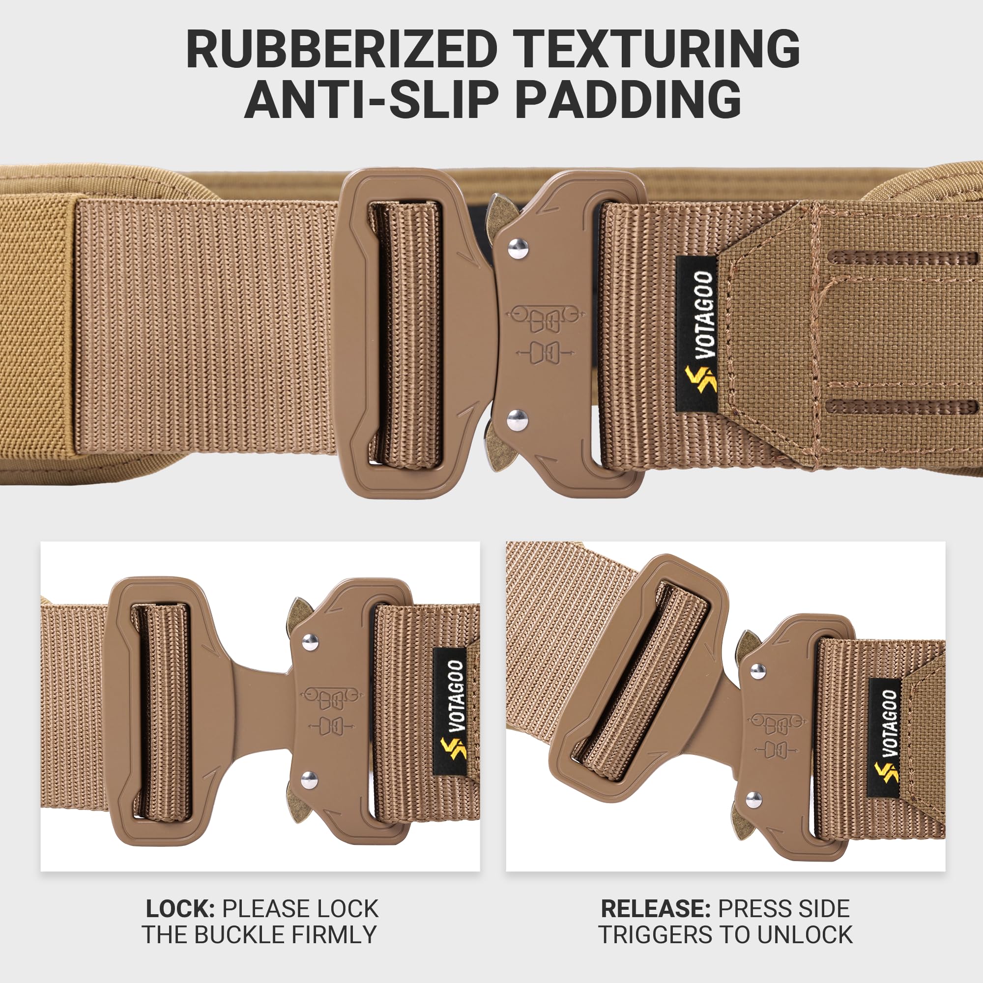 VOTAGOO Tactical Belt-Battle Belt, with Quick Release Buckle MOLLE Belt, Law Enforcement Military Heavy Duty Gun Holster Belt