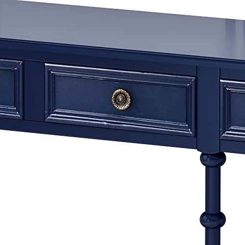INMOZATA Farmhouse Entryway Table, Narrow Console Table with 2 Drawers, 59" Sofa Table with Storage Shelf, Console Tables for Entryway, Living Room, Hallway, Foyer,Blue