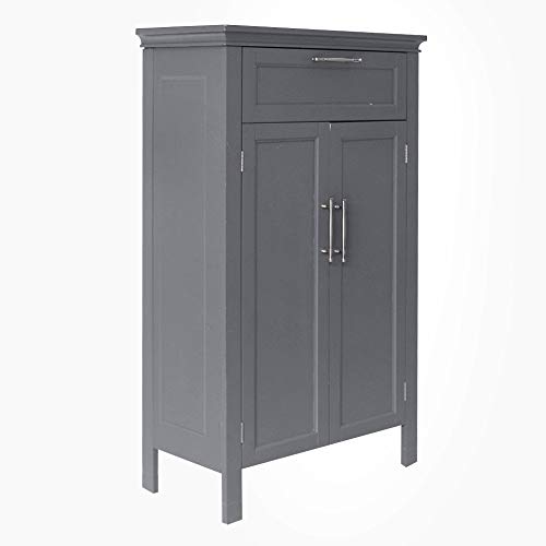 UDeuxff Bathroom Storage Cabinet,Freestanding Bathroom Floor Cabinet,Kitchen Pantry Cabinet,Wooden Side Storage Organizer with Double Door for Kitchen,Living Room,Bathroom (Gray)