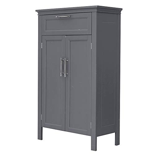 UDeuxff Bathroom Storage Cabinet,Freestanding Bathroom Floor Cabinet,Kitchen Pantry Cabinet,Wooden Side Storage Organizer with Double Door for Kitchen,Living Room,Bathroom (Gray)
