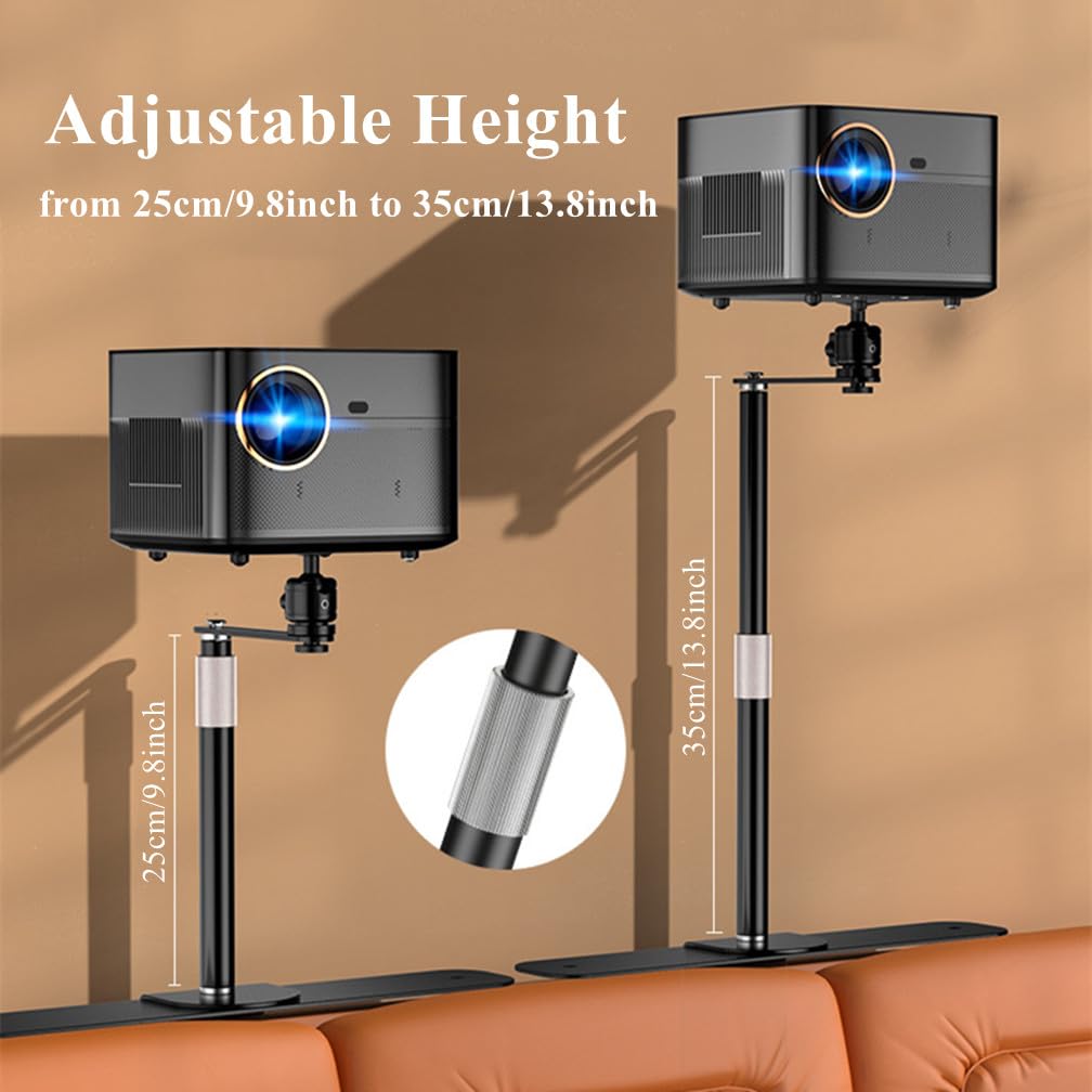 Plug-in Projector Stand Bedside Sofa Projector Mount Base Ballhead 360 Degree Adjustable Table Side Projector Bracket Holder for Nebula XGIMI VANKYO Jinhoo AuKing Epson and Most Video Projectors