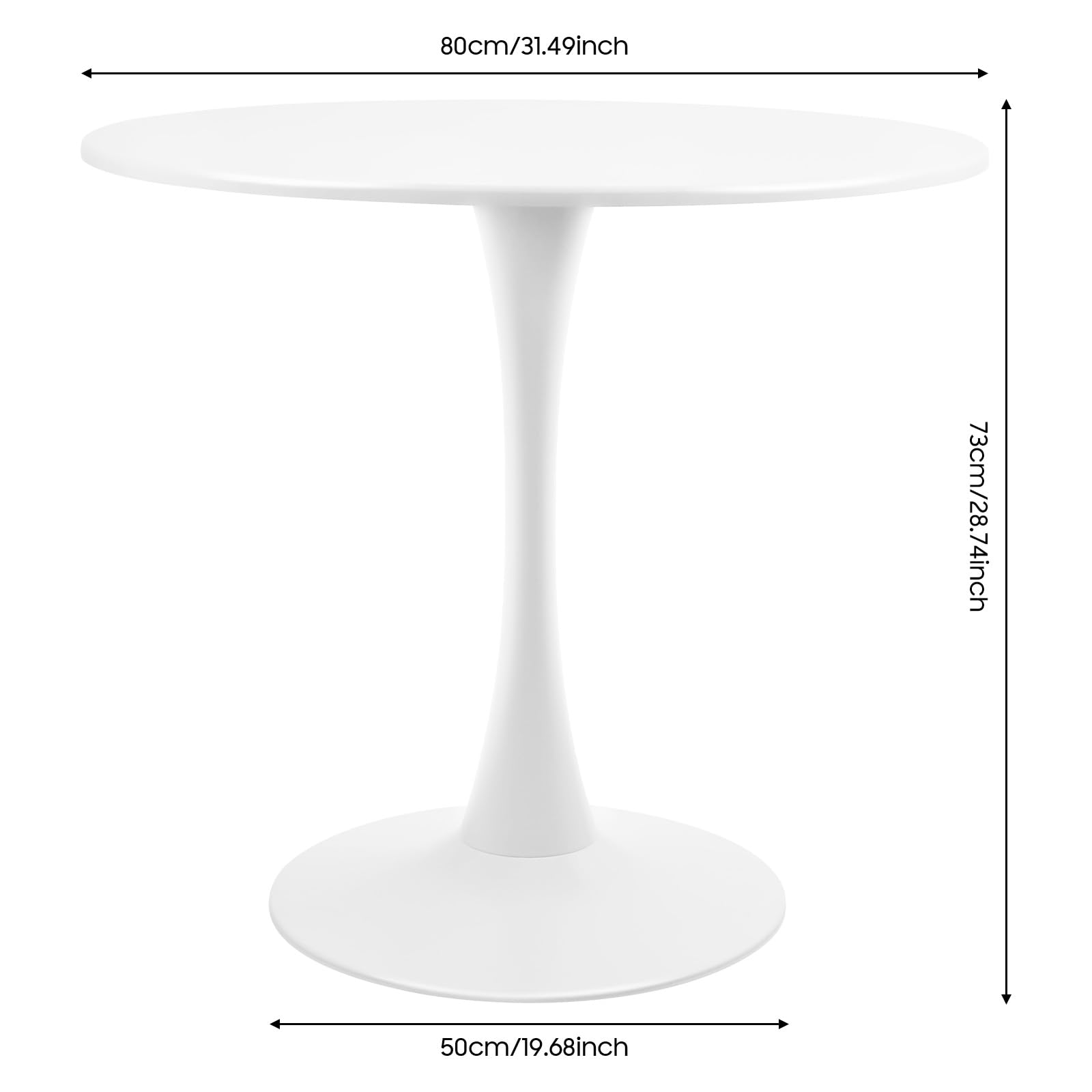 JINHZIXIU 31.5" Round Dining Table White Coffee Table Kitchen Dining Table Modern Tulip Table Mid-Century Leisure Table Tea Table for Dining Room Kitchen Living Room for 2-4 People