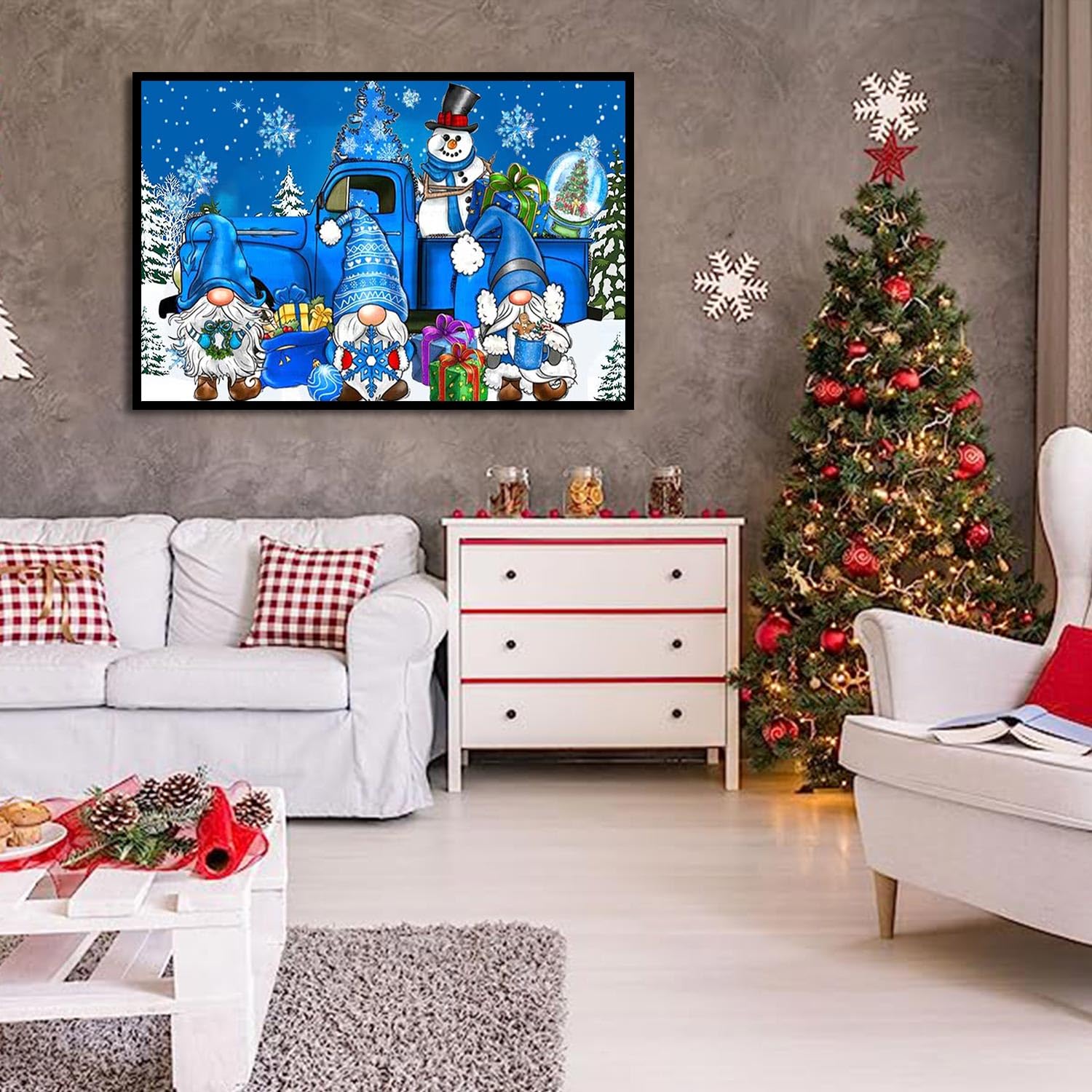 Akahllc Christmas Diamond Painting Kits,Gnome Diamond Art Kit for Adults,Winter Diamond Art Kit 5D Winter Paint with Diamond Full Drill for Parents-Children Interrction,Wall Decor(12x16)