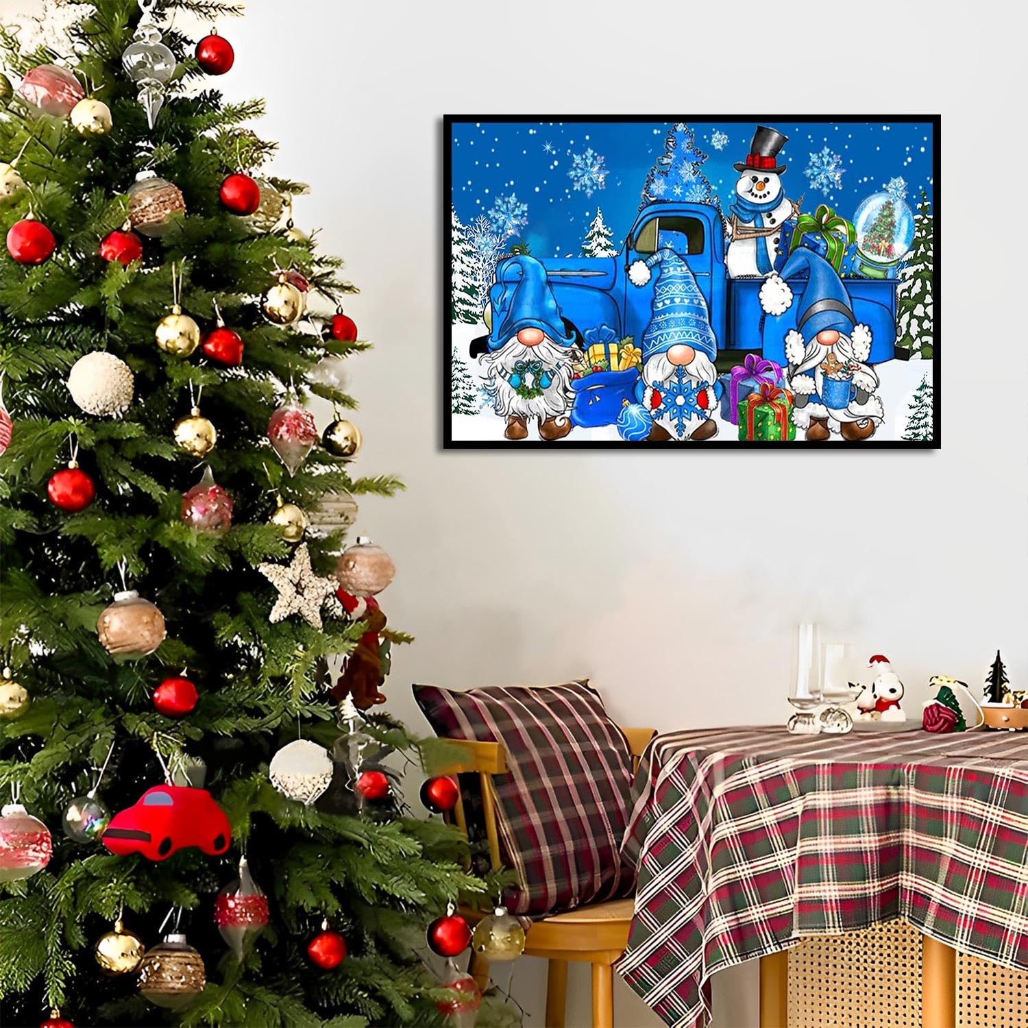Akahllc Christmas Diamond Painting Kits,Gnome Diamond Art Kit for Adults,Winter Diamond Art Kit 5D Winter Paint with Diamond Full Drill for Parents-Children Interrction,Wall Decor(12x16)