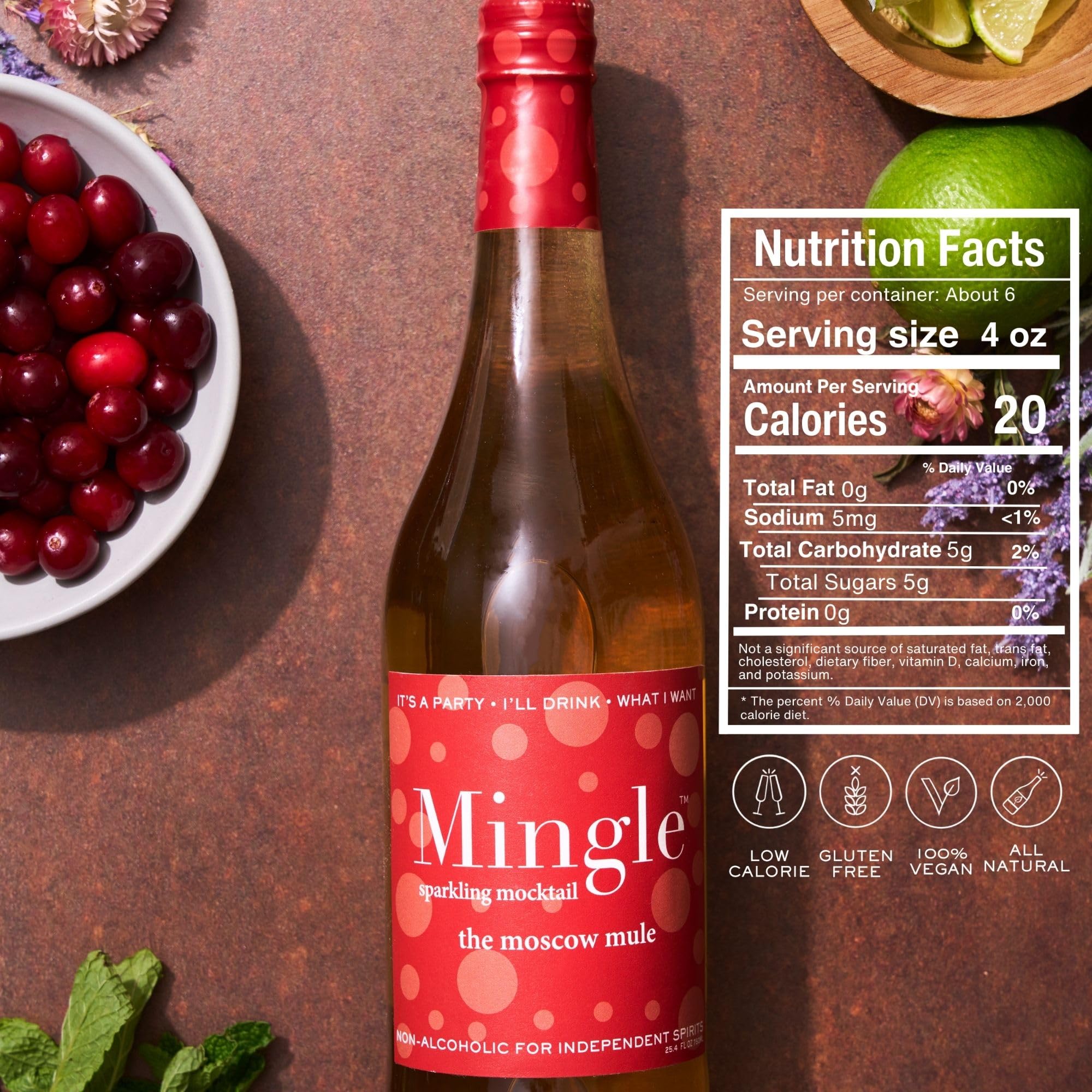 Mingle Mocktails Non Alcoholic Cocktails - 750ml Bottles (Various Flavors, 5 Bottle Pack)