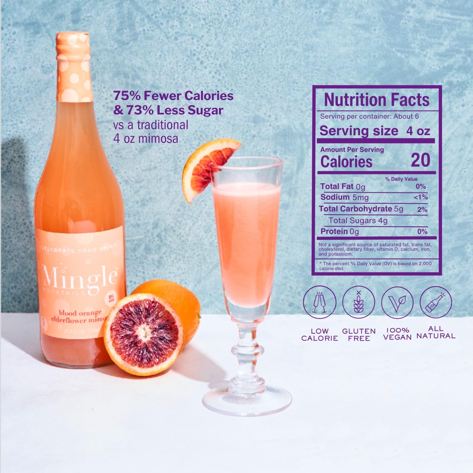 Mingle Mocktails Non Alcoholic Cocktails - 750ml Bottles (Various Flavors, 5 Bottle Pack)