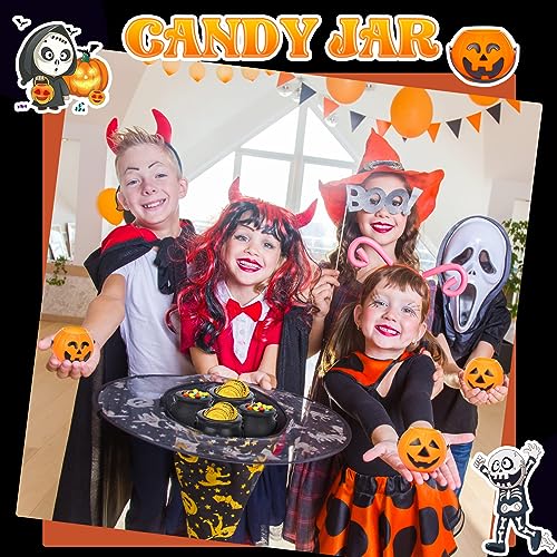 Jenaai 40 Pcs Mini Halloween Pumpkins and Cauldrons Black Witch Cauldron Small Pumpkin Pail Candy Cauldron with Handles Plastic Witch Leprechaun Pot for Wizard Trick or Treat Party Favors, 4 Styles