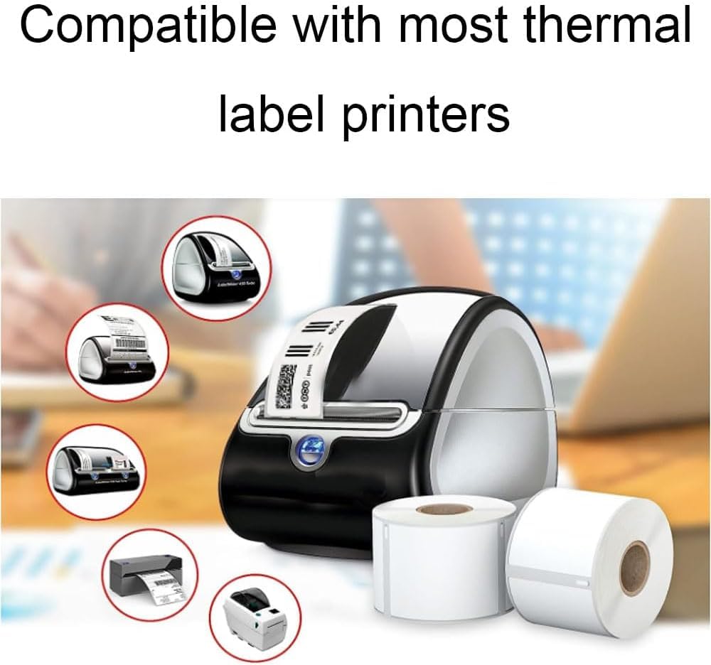1.5 Inch Circle Thermal Labels, Self-Adhesive Round Printer Stickers, 500 per Roll Thermal Label Stickers for DIY Logo Design, Business and Name Tag