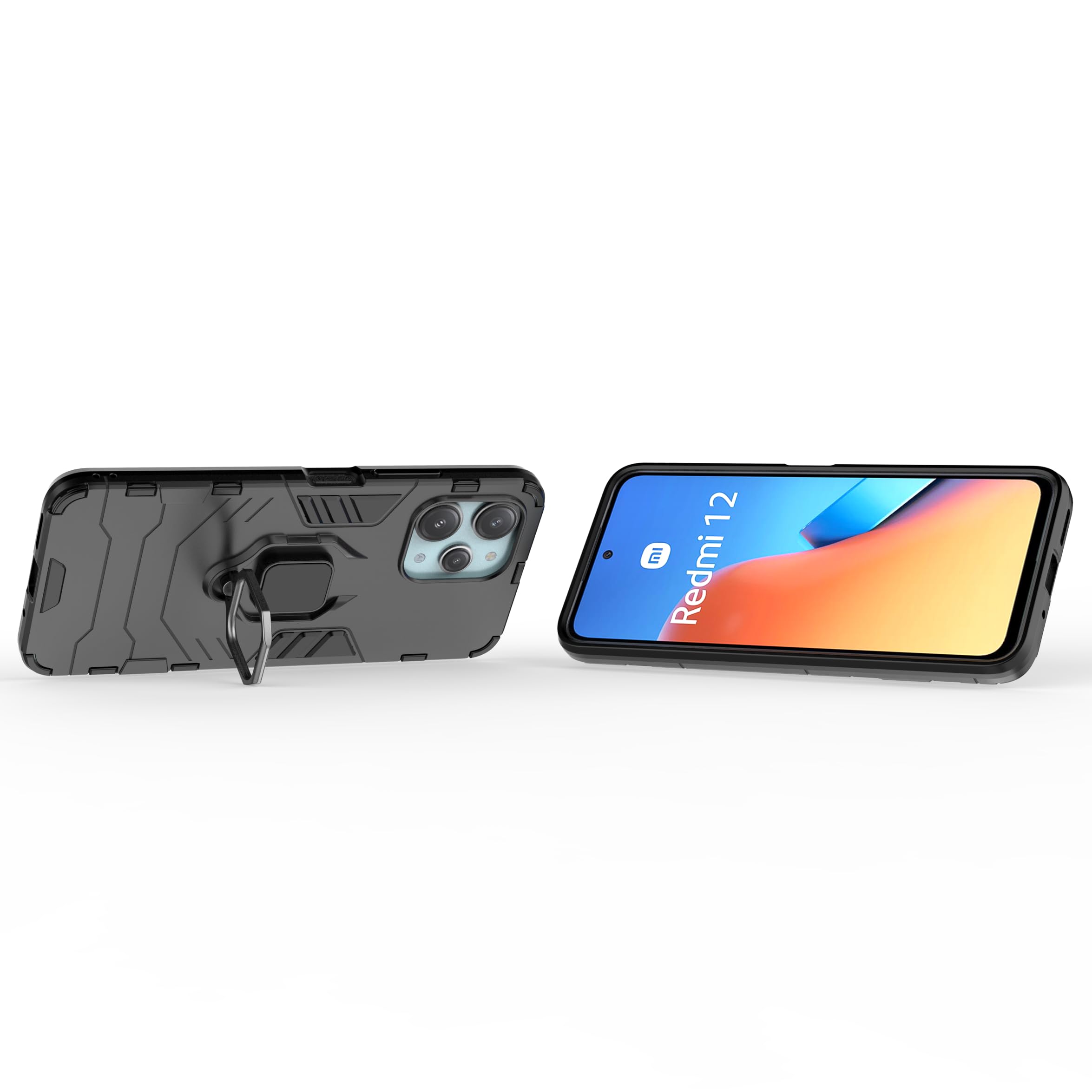Kukoufey Compatible with Xiaomi Redmi 12 4G 23053RN02A and Note 12R 5G 23076RA4BC Case Cover, Bracket Shell Black