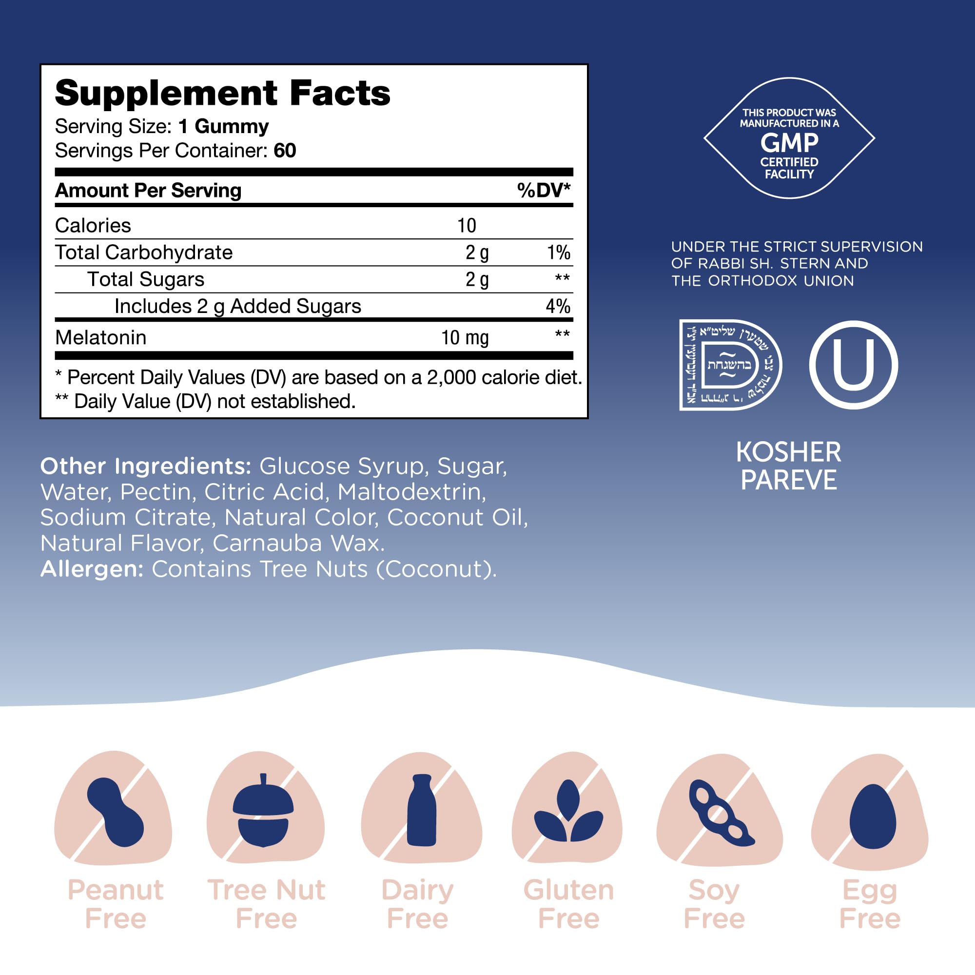 Zahler - Chapter Six Melatonin Gummies 10mg (60 Gummy Bottle) Kosher Melatonin 10mg Sleep Gummies for Adults - Non Habit Forming Adult Melatonin 10 mg - Delicious Chewable Gummy Melatonin for Sleeping