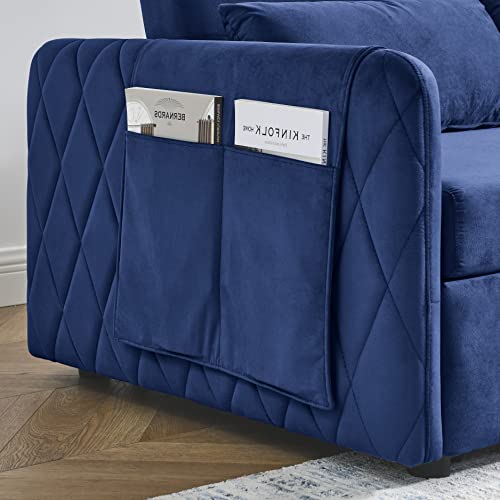 ERYE Blue Velvet 2 Pillows Side Pockets, 55"