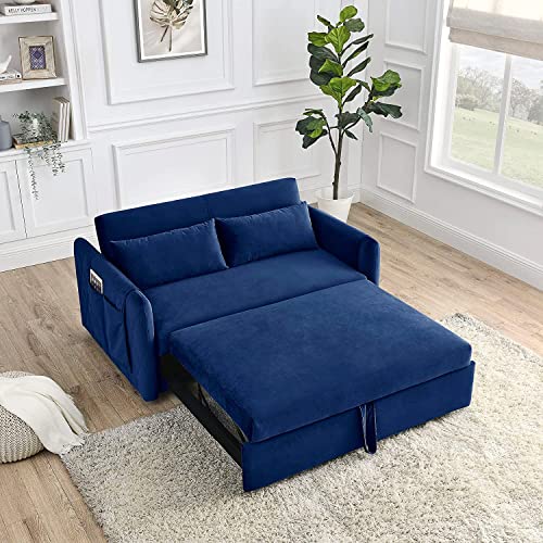 ERYE Blue Velvet 2 Pillows Side Pockets, 55"