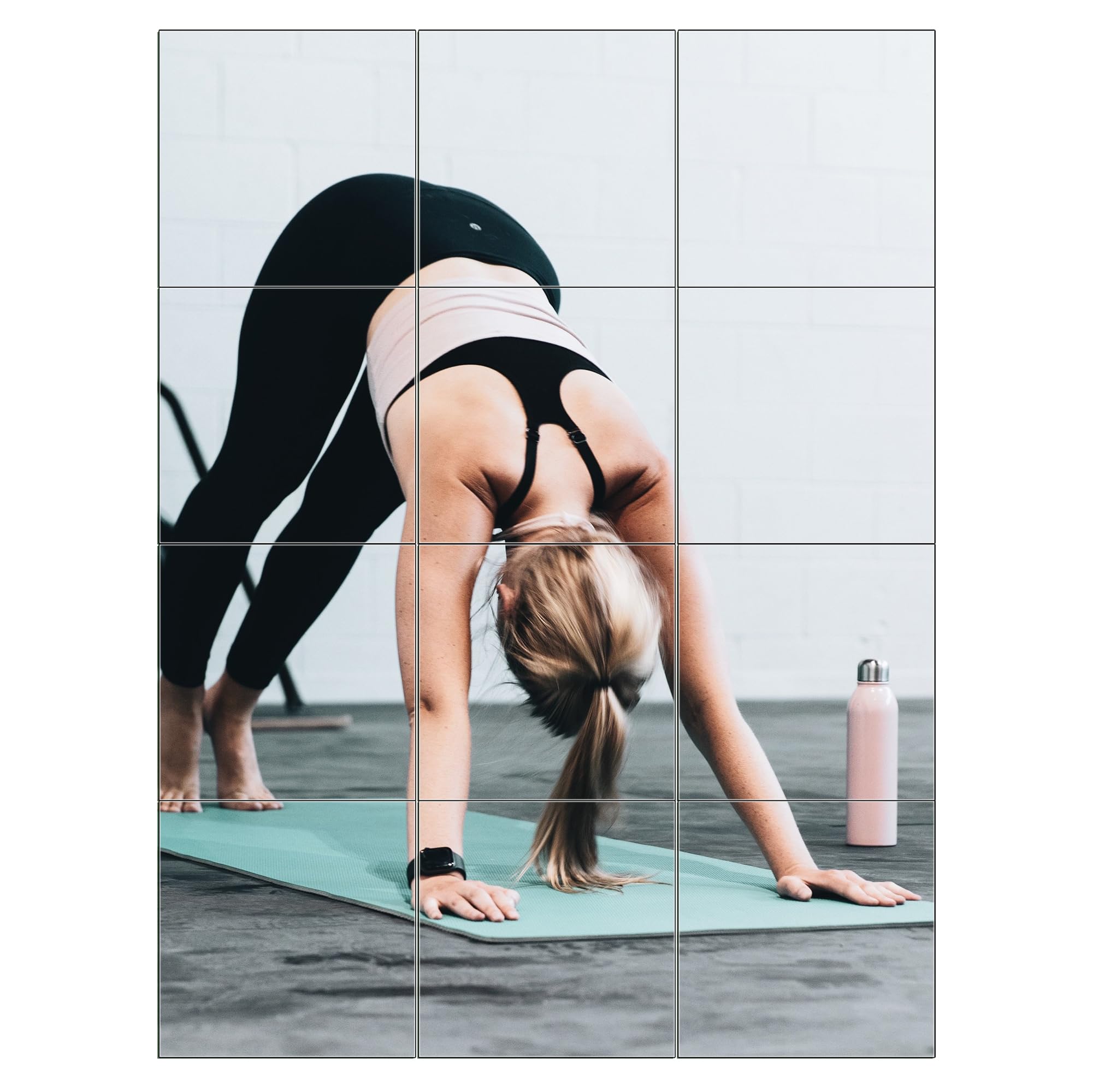 Ruomeng Full Length Wall Mirror Tiles - 10" x 10" x 4Pcs Frameless Full Body Mirror Tiles Wall Mounted Mirror for Home Gym Vanity Bedroom, Living Room