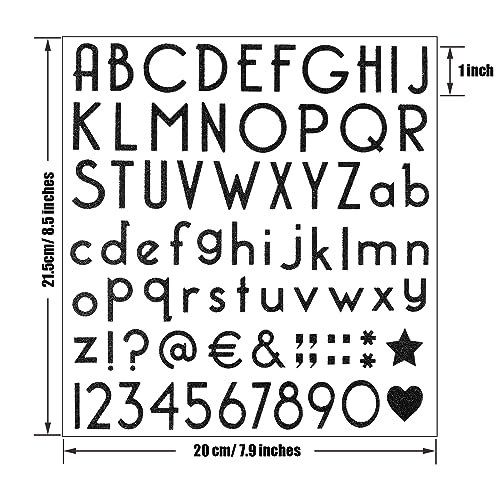 Waynoda 790 Pieces 10 Sheets Letters Stickers Self Adhesive Glitter Letter Alphabet Number Stickers for Classroom Decor,Grad Cap Decoration,DIY Crafts Art Making,Home(Black, 1 Inch)